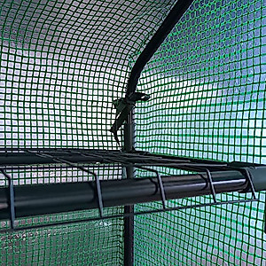 Outsunny 8' x 6' x 7' Portable Greenhouse 4-Tier Walk in Greenhouse with Roll Up Zipper Door for Flower Herb Vegetable