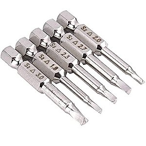 Bestgle 5pcs S2 Steel Magnetic Triangle Head Screwdriver Bits Tip Set 1.8mm, 2mm, 2.3mm, 2.7mm, 3mm, 1/4 Inch Hex Shank, 50mm Length