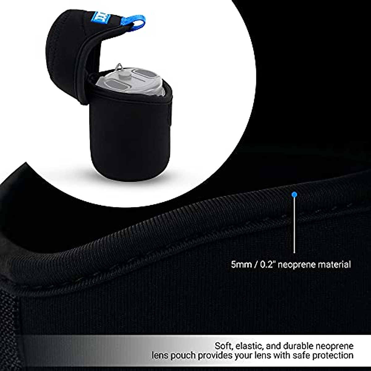 JJC Water Resistant Neoprene Camera Lens Pouch Case, Fold-Over Lens Bag for Mirrorless Lenses Up to 2.6 x 3.1(D X H) for Canon RF 50mm f/1.8, Sony FE 55mm f/1.8, Sigma 56mm f/1.4 etc.