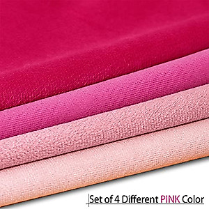 CARRIE HOME Pink Velvet Throw Pillow Covers 18x18 Set of 4 Hot Pink Light Blush Pink Room Decor Throw Pillows 18 x 18 Soft Decorative Pillows for Bedroom & Living Room (No Inserts)