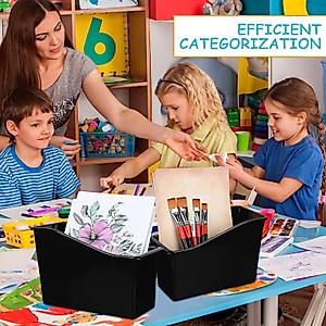 Fuutreo 12 Pieces Book Bins for Classroom Plastic Binder Holder Magazine Stuff Folder File Organizer Box for Home Office School Supplies (Black)