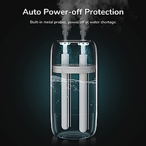 JISULIFE Small Humidifier, 500ml Portable Travel Humidifier, 3600mAh Battery Operated Humidifier for Car Desk Home Office, Auto Shut-Off, Dual Mist Ports, Whisper Quiet - White