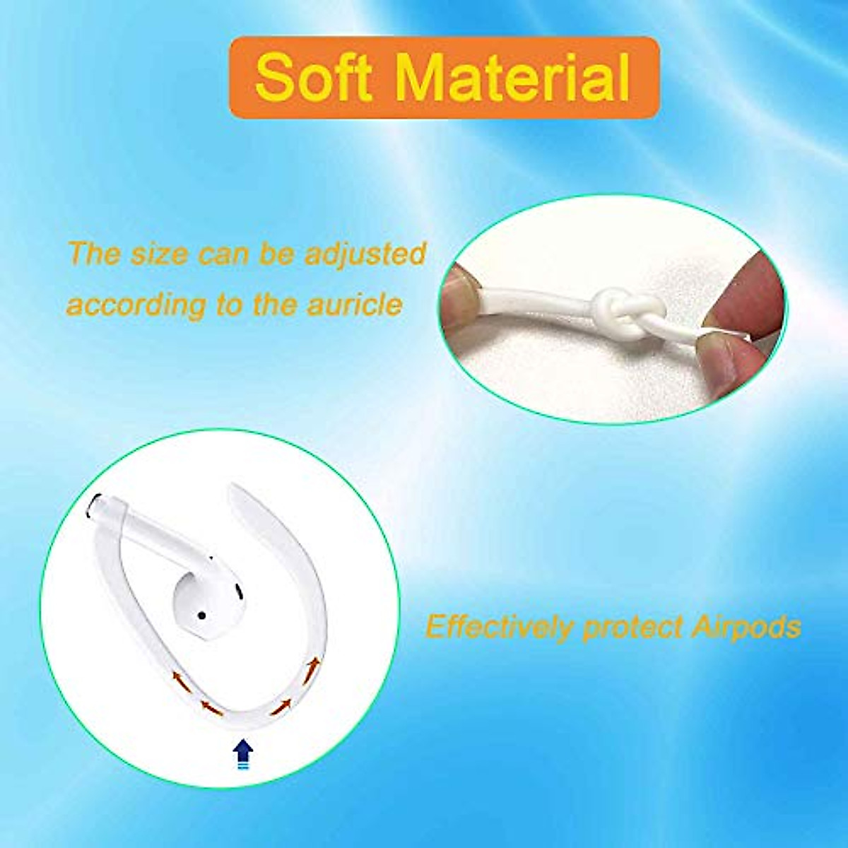 SUOFEIK 4 Pairs Ear Hooks Compatible with Apple AirPods 3, 1, 2 and Pro, Anti-Slip Anti-Drop Ear Covers AirPods Accessories for Running, Cycling and Other Activities (2White+2Transparent)