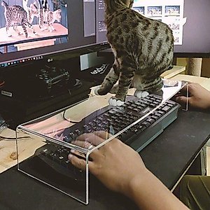 Clear Acrylic Keyboard Cover Protector Anti-Cat,2 in 1 Keyboard Bridge Protector and Monitor Stand