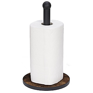 Snughome Paper Towel Holder Stand with Heavy Duty Wood Base, Standing Paper Towel Roll Dispenser Paper Hanger Rack for Kitchen Countertop Fits Standard and Jumbo Size Paper Towels