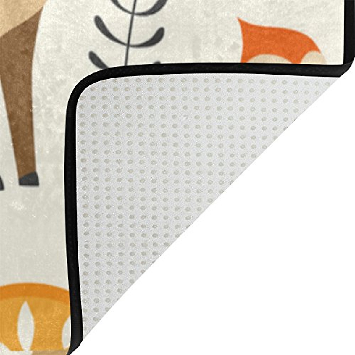 Vantaso Nursery Area Rugs Soft Foam Cute Forest Animal Owls Fox Deer Play Mats for Kids Playing Room Living Room Door Mat 60x39 inch