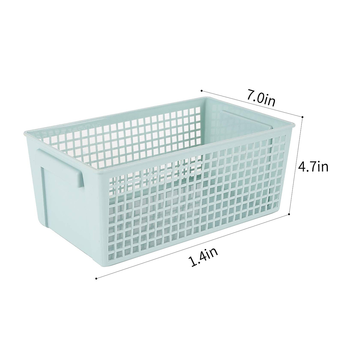 EYSOLD Plastic Storage Baskets, Portable PP Storage Boxes with Handles, Desktop Storage Box (6-Pack, Blue)