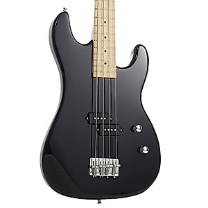 Davison Guitars Full Size Electric Bass Guitar with 15-Watt Amp, Black - 4 String Right Handed Beginner Kit with Gig Bag and Accessories