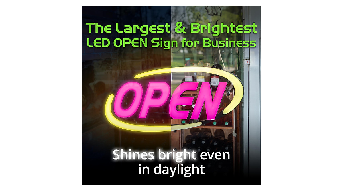 LED Open Sign with 64 Color Combos | Green Light Innovations