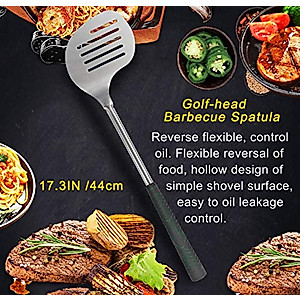 POLIGO 7PCS Golf-Club Style BBQ Tools Grilling Tools with Rubber Handle - Stainless Steel Grilling Accessories for Outdoor Grill Set Premium Grill Utensils Set Christmas Birthday Gifts for Dad Men