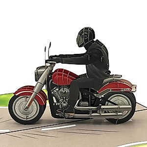 Niumcraft Pop Up Greeting Card Classic Motorcycle Rider Card Birthday Card for Him Husband Boyfriend Thank You Card Adventure Motor Bike Road Trip