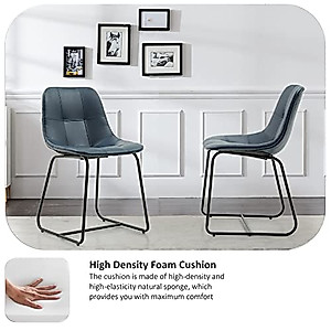 Locus Bono Faux Leather Dining Chairs, Modern Mid Century Side Chairs for Dining Room,Living Room or Kitchen, Set of 2 (Navy - Set of 2)