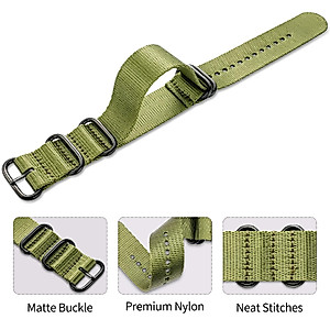 Ritche Christmas Gift 22mm Army Green Military Ballistic Nylon Strap With Black Heavy Buckle Compatible with Timex weekender watch band, White Elephant Gifts, Stocking Stuffers for Men