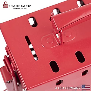 TRADESAFE Lockout Tagout Group Lock Box - Premium LOTO Group Box, 18 Gauge Steel Lockout Box, Red Lock Box for OSHA Compliant Group LOTO Procedures