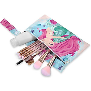 Qilmy 2pcs Mermaid Cloth Diaper Wet Dry Bag Waterproof Reusable Wet Dry Organizer with Zipper for Travel, Beach, Pool, Diapers, Gym Clothes, Wet Swimsuits