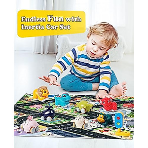 Kiddiworld Animal Car Toys for 1 Year Old Boy Gifts, Infant Baby Toys 12-18 Months, Pull Back Cars Truck Toys for 1-3 Year Old Girl Gifts, One First Christmas Birthday Gifts for Toddler Toys Age 1-2