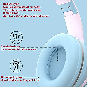 RAHAFA Cat Ear Headphones, Bluetooth 5.1 Headphones, Led Light Up Over Ear Headphones, Foldable Wireless Headset for Tablet/pc/ipad/Cell Phones, with Hanging Headphone Bracket-Black