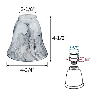 Aspen Creative 23166-4 Traditional Smokey Alabaster Bell Ceiling Fan Replacement Glass Shade, 2-1/8" Fitter, 4-3/4" Diameter x 4-1/2" Height 4 Pack