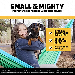 Wise Owl Outfitters Kids Hammock - Small Camping Hammock, Kids Camping Gear w/Tree Straps and Carabiners for Indoor/Outdoor Use, Cloud Blue & Tangerine