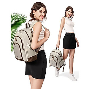 LOVEVOOK Travel Laptop Backpack Women,15.6 Inch Water Resistant Travel Backpack for Women,Work Computer Back Pack for College Business,Khaki