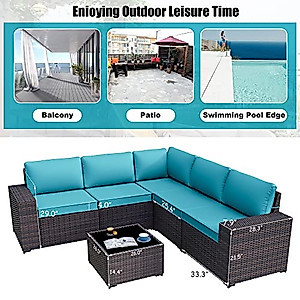 Piltwoff 2023 New 6 Pieces Outdoor Patio Conversation Sets, Modern All-Weather Outdoor Patio Furniture Sets with 5 Chairs, Coffee Table, Cushion Sets for Garden/Backyard/Balcony