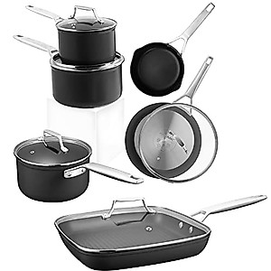 MSMK 11 Piece Induction Pots and Pans Cookware Set, Each Ridge Nonstick, Oven Safe to 700 ℉, PFOA Free Non-Toxic