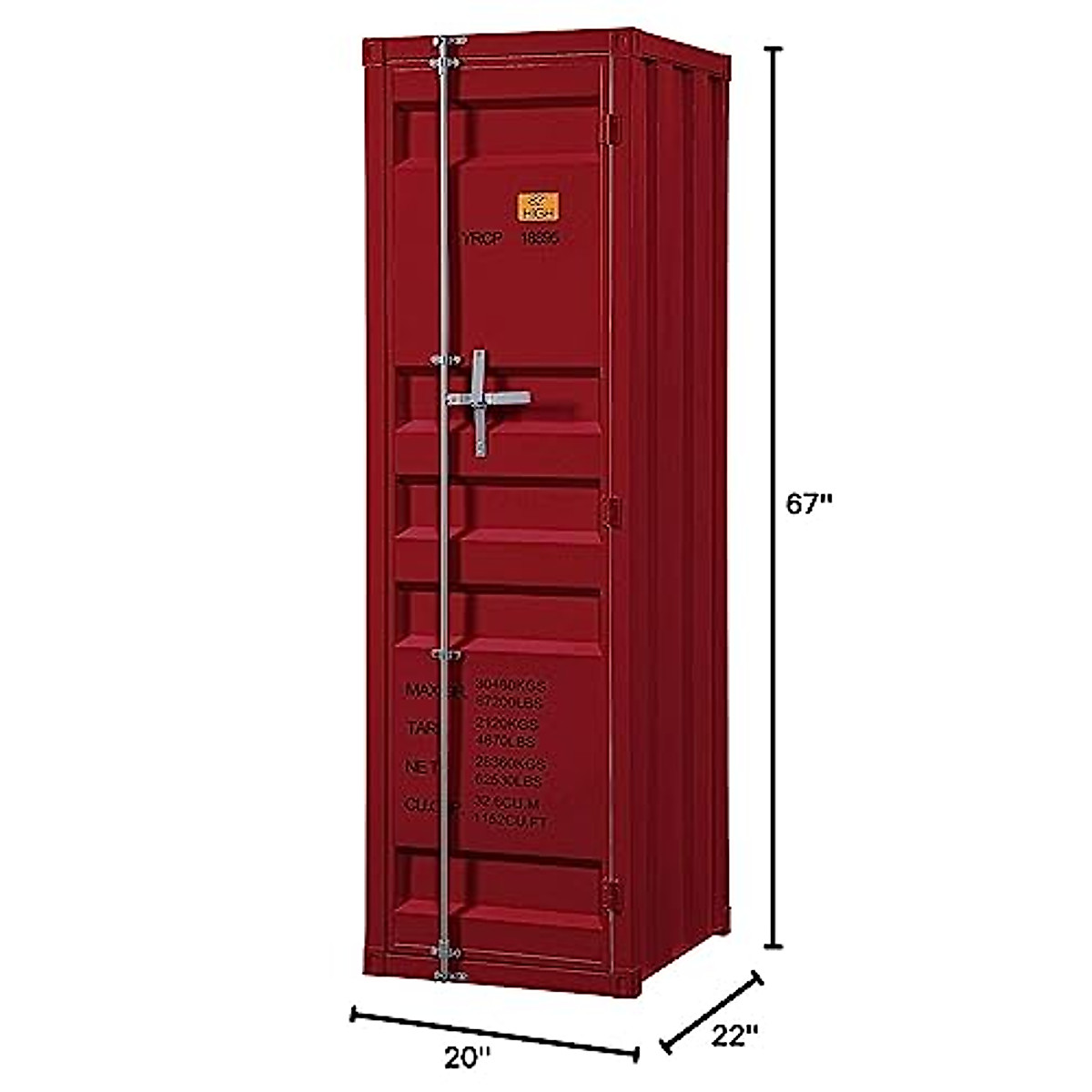 Acme Cargo Wardrobe Armoire with 1 Door in Red