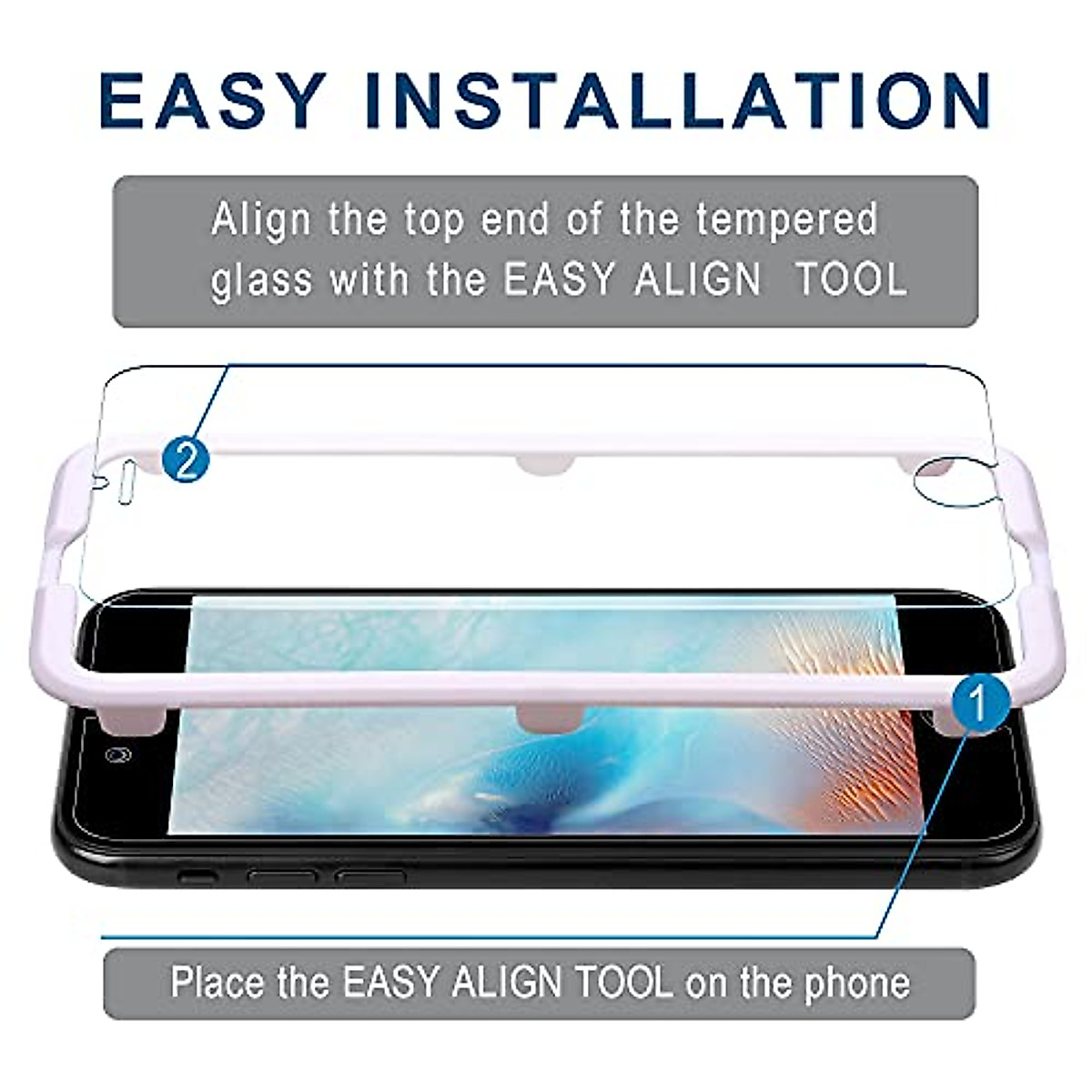 Arae Screen Protector for iPhone 6 / iPhone 6s / iPhone 7 / iPhone 8, HD Tempered Glass Anti Scratch Work with Most Case, 4.7 inch, 3 Pack