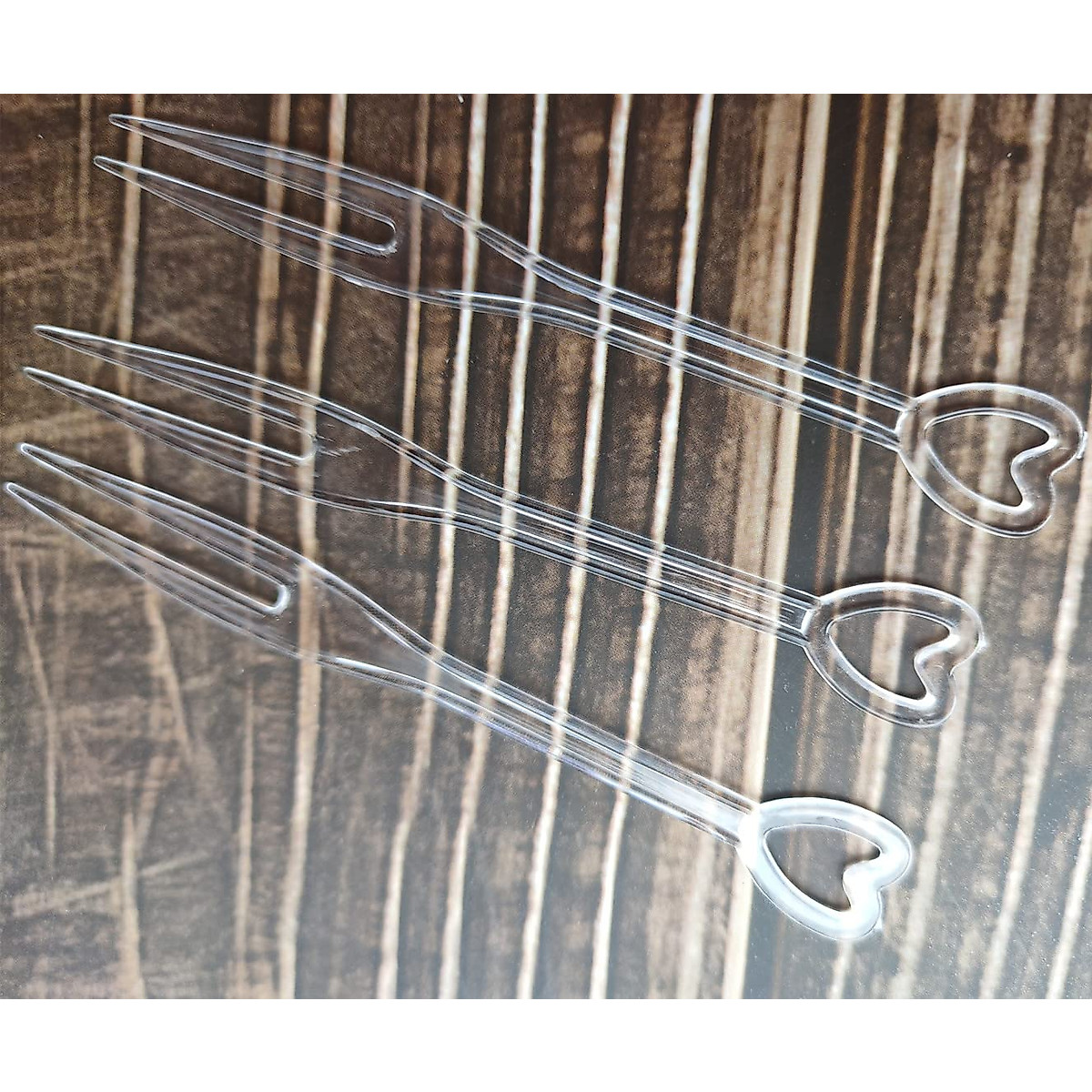 500PCS Disposable Plastic Cocktail Picks Fruit Forks, Clear Heart Shape Mini Cake Forks Sticks Party Supplies, Tasting Appetizer Plates Picks Dessert Forks