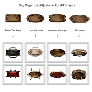 ZTUJO Purse Organizer Insert For Handbag & Tote Shaper,Tote Bag Organizer Insert For Speedy Neverful, 6 Sizes(Small, Silky Brown)