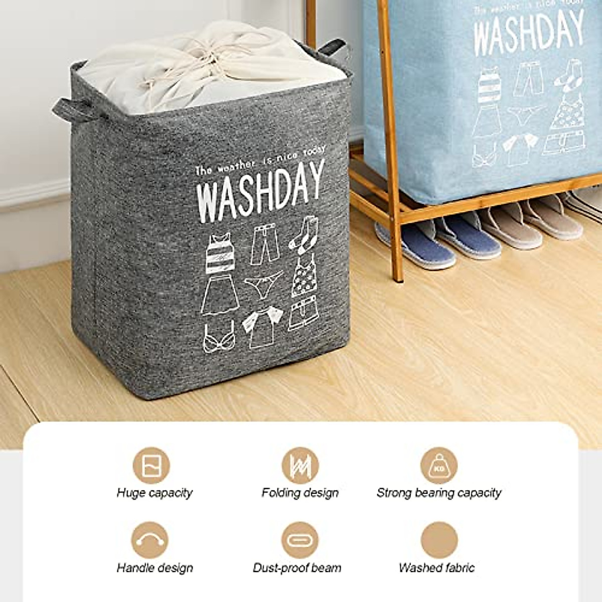 Loading Clothes Storage Box Household Storage Moving Box Wardrobe Finishing Fabric Clothes Cotton Storage Folding Box Extra Large Blanket Storage Bag-75L