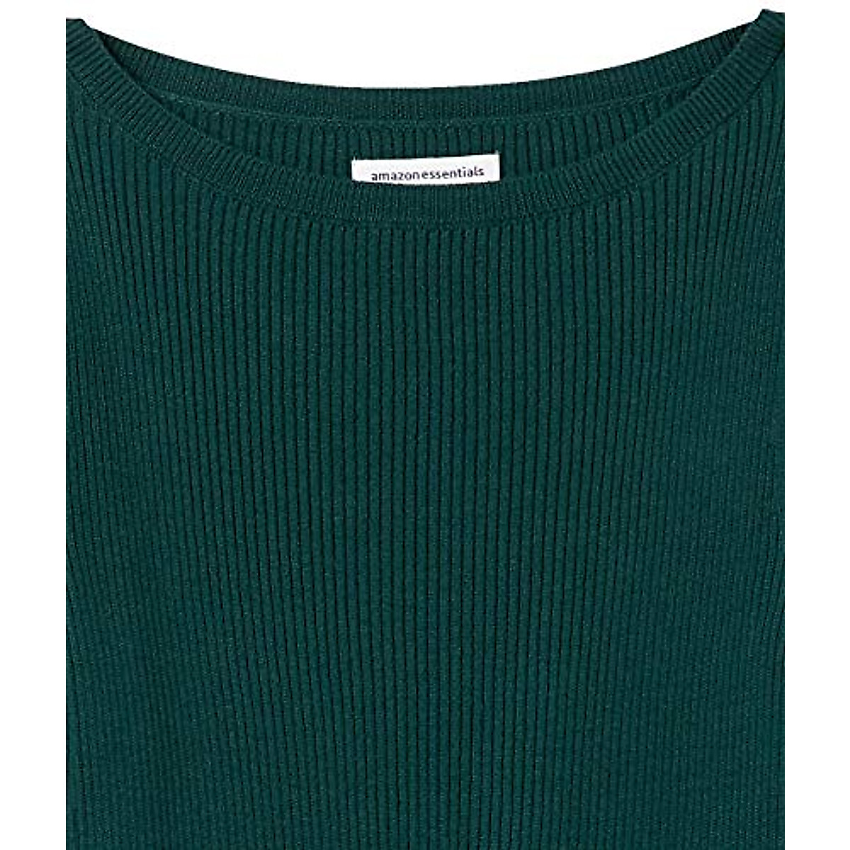 Amazon Essentials Women's Lightweight Ribbed Long-Sleeve Boat Neck Slim-Fit Sweater, Forest Green, Large