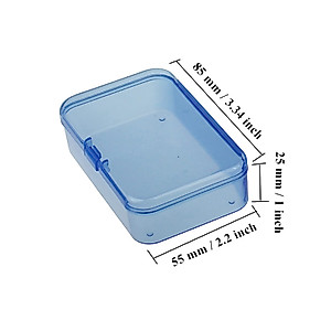 Goodma 12 Pieces Mini Rectangular Plastic Boxes Empty Storage Organizer Containers with Hinged Lids for Small Items and Other Craft Projects (Blue, 3.3 x 2.2 x 1 inch)