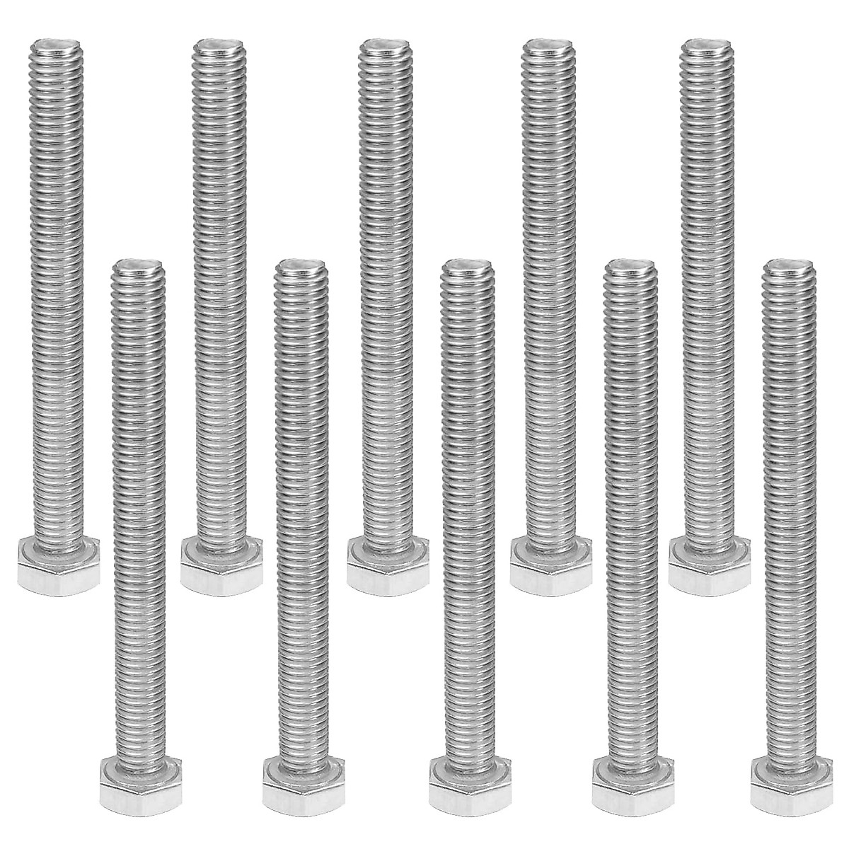 MroMax 10Pcs M8 x 80mm Hex Head Screws Bolts, 304 Stainless Steel 18-8, Fully Threaded, External Hex Drive, for Mounting Chair, Handles, Rail, Pump, Wheels, Antenna Parts, Boat and Plastic Bumpers