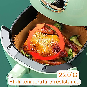 GUEICN 100Pcs Air Fryer Paper 7.9inch Baking Disposable Liner Anti Stick Air Fryer Parchment Paper Food Grade Baking Paper for Roasting Oven (Square)