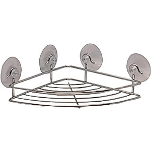 Rocky Mountain Goods Corner Shower Caddy Caddy Suction Cup - Rust proof corner shelf for shower shampoo and soap - 4 extra strength suction cups holds weight of heavier shampoo/soap (Chrome)