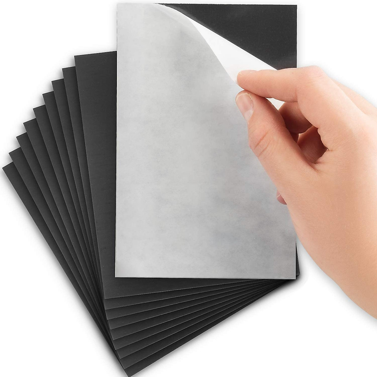 kedudes Flexible Adhesive Magnetic Sheets Paper 4x6 Inch - Peel and Stick, Works Great for Pictures, Cuts to Any Size, Pack of 12 Black
