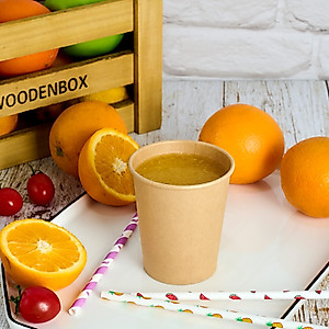 LITOPAK 100 Pack 8 oz Kraft Paper Coffee Cups for Water, Juice, and Tea, Disposable Hot Coffee Cups for Home, Restaurant, Store, and Cafe