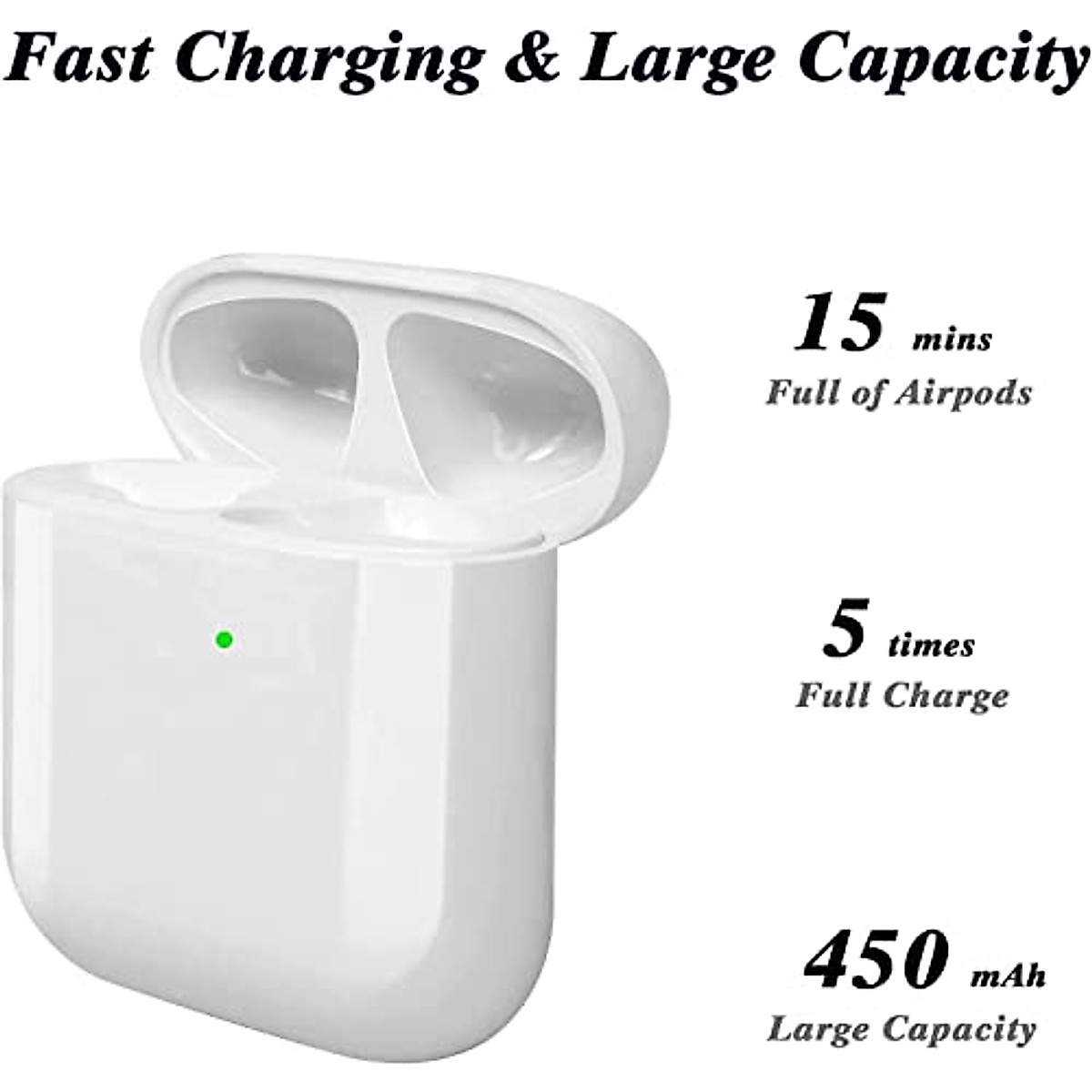 ooderlok Wireless Charging Case for Airpods - Airpod Charging Case Replacement Compatible for Airpods 1 2 with Bluetooth Pairing Sync Button, Airpods Charger Case 1/2 Generation, No Air Pods, white