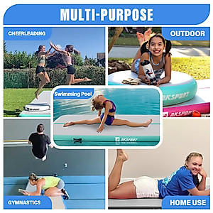 AKSPORT 10ft Air Mat Tumble Track Tumbling Mat for Gymnastics Inflatable Gym Mats with Air Pump for Home Use Cheerleading Training (light blue)