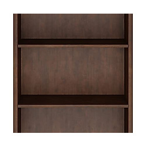 SIMPLIHOME Amherst SOLID WOOD 70 inch x 30 inch Transitional 5 Shelf Bookcase in Russet Brown with 5 Shelves, for the Living Room, Study and Office