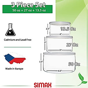 Simax Round Glass Containers With Lids: Borosilicate Glass Food Storage Containers With Lids Airtight - Glass Lunch Containers For Adults - Meal Prep Container Glass - Food Prep Containers Glass 3 Pcs