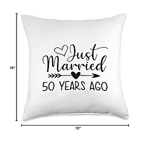 Just Married 50 Years Ago Matching Couple 50th Anniversary Throw Pillow