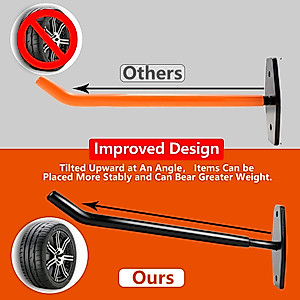 MHHO-WG 4PACK Tire Rack Wall Mount,10 Inch Large Garage Hooks Heavy Duty Storage, Ladder Hooks for Hanging,Tire Rack Wall Mount，Garage Organizer