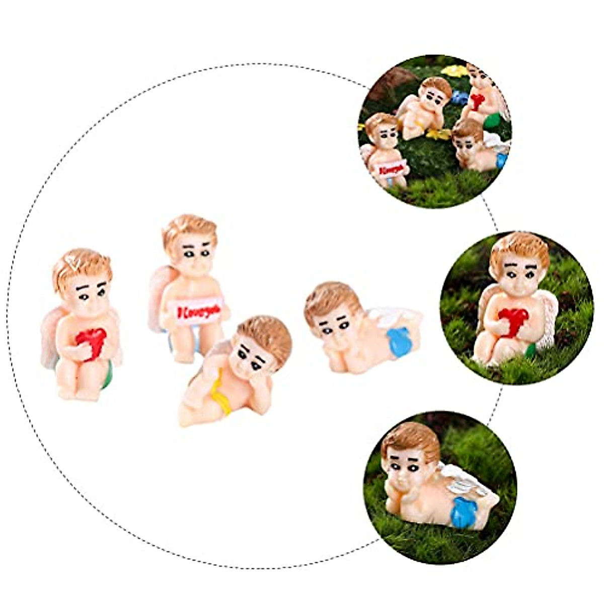 Yardwe 4pcs Cupid Couple Wedding Table Decor House Ornaments Cupid Miniature Statue Cupid Sculpture Cupid Garden Loves Cupid Figurines Tabletop Fairy Statue Resin Makeup Number Lovers