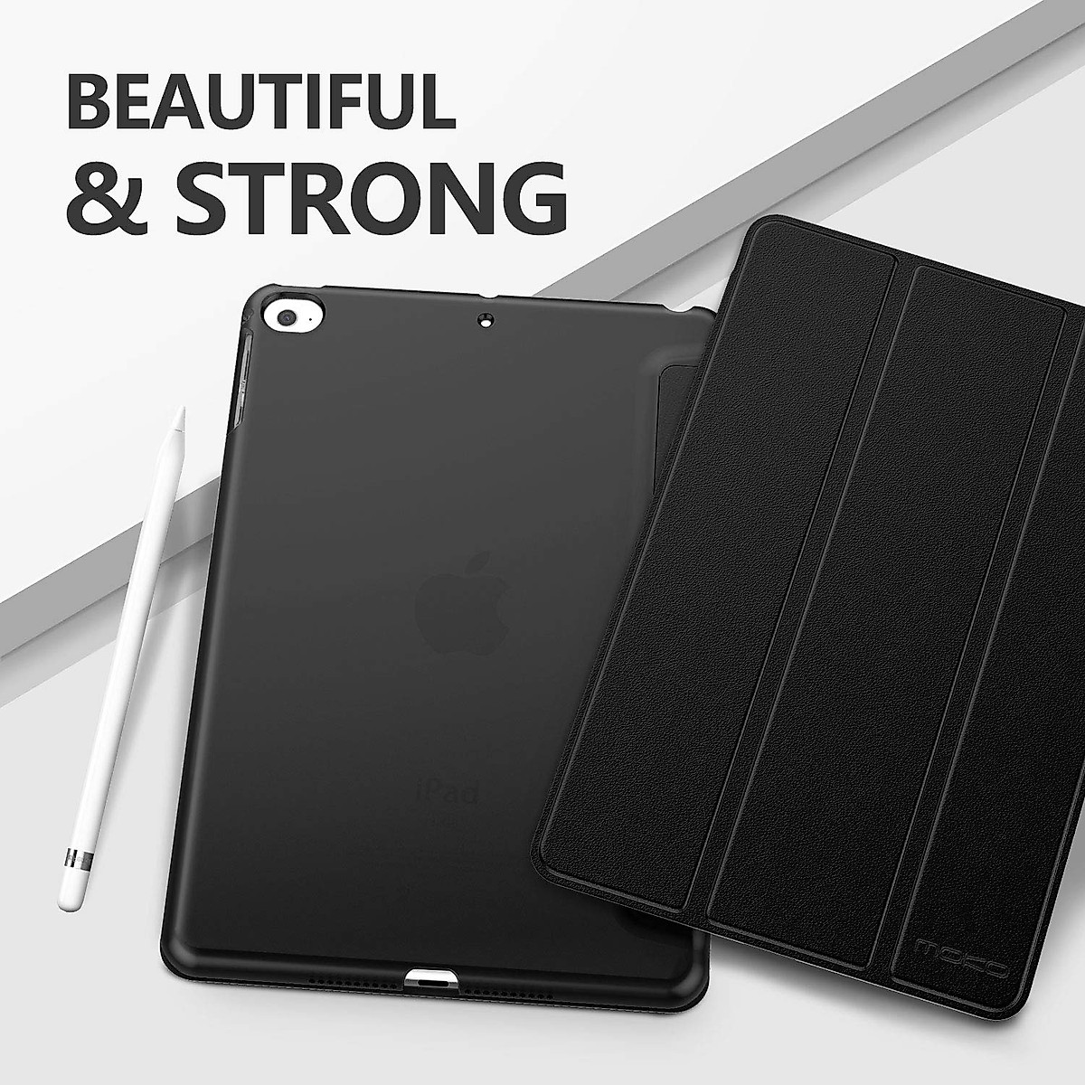 MoKo Case Fit New iPad Mini 5 2019/Mini 4 2015 (5th/4th Generation 7.9 inch), Slim Lightweight Smart Shell Stand Cover with Translucent Frosted Back Protector, with Auto Wake/Sleep,Black