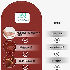 idee-home Outdoor Bench Cushion 42 inch, Patio Bench Cushion Indoor, Patio Furniture Chair Pad, Porch Swing Cushion with Ties, Bay Window Seat Sofa Garden Replacement Loveseat Cushion