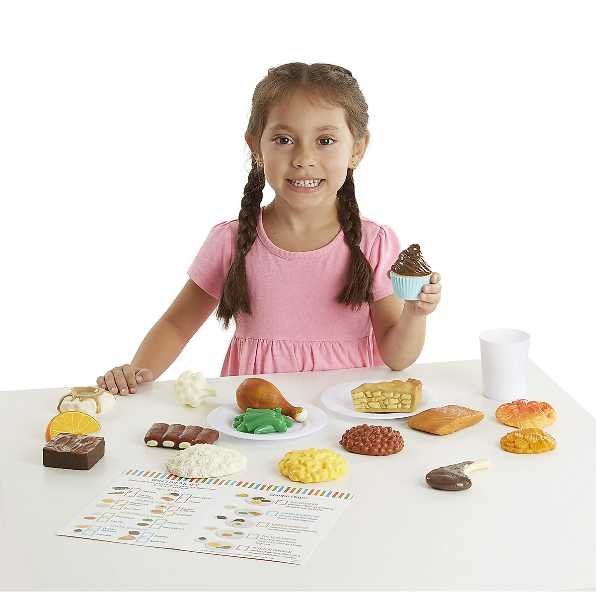 Melissa & Doug Food Fun Combine & Dine Dinners - Red - Realistic Play Food For Kids Kitchen, Pretend Play Food Set For Kids Ages 3+