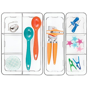 iDesign Clarity Bathroom Interlocking Drawer Organizer for Cosmetics, Beauty Products, Hair Accessories - Extra Large, Clear 12-inch x 4-inch x 3-inch