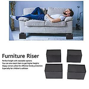 Fdit 4 Sets Furniture Riser Skid Avoidant Rubber L Shape Couch Risers Suitable for Bed Chair Washing Machine